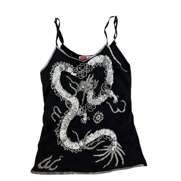Vintage | Tops | Gio Womens Black Snake Embroidered Y2k 200s Tank Top ...